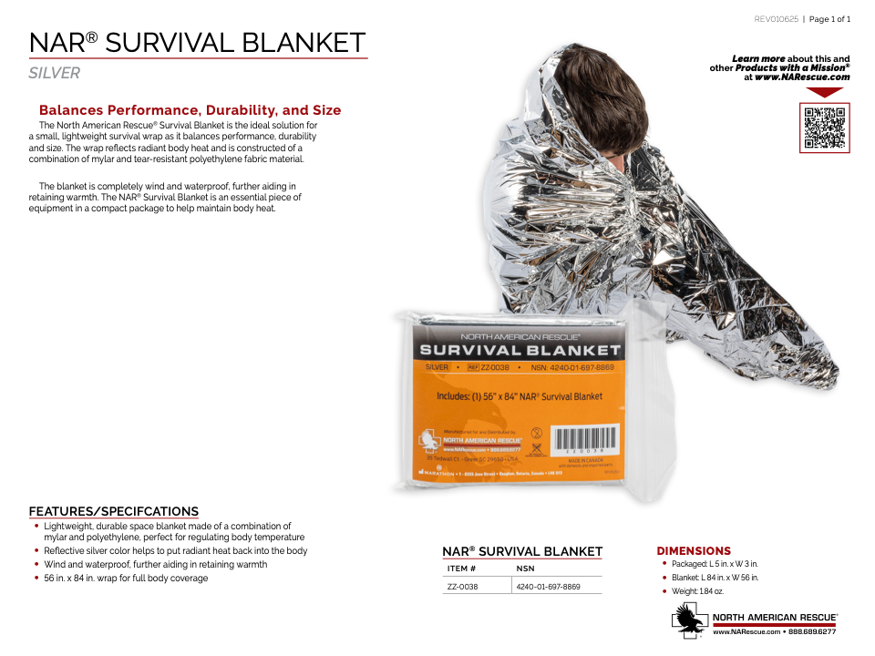 ONE SHEAR® Ultra-Lightweight Survival Blanket – Durable Mylar & Polyet ...
